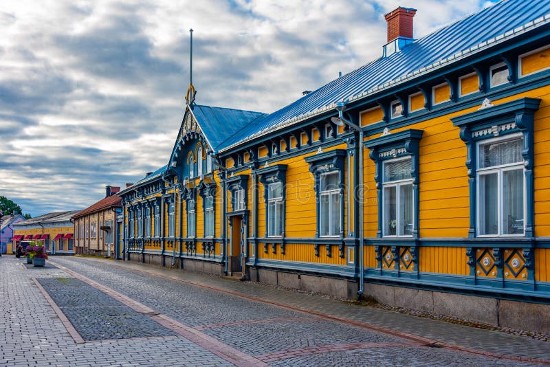 Timber Buildings at Vanha Rauma District of Rauma in Finland Stock ...