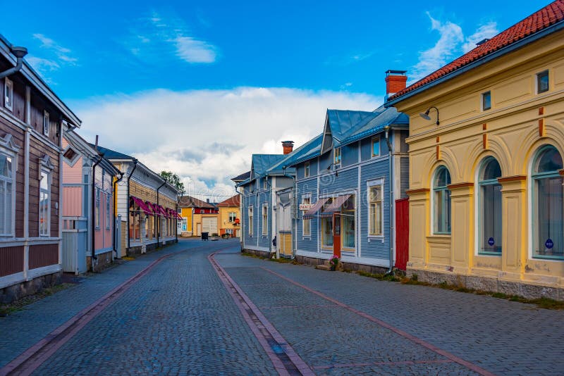 Timber Buildings at Vanha Rauma District of Rauma in Finland Stock ...