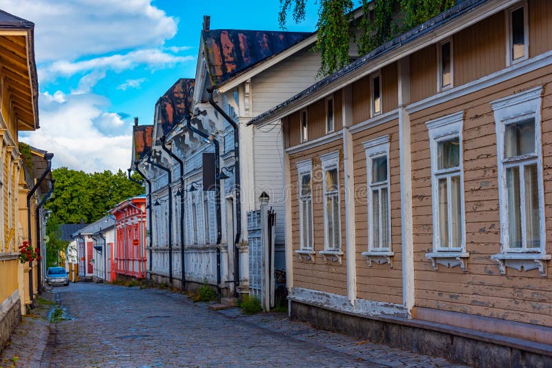 Timber Buildings at Vanha Rauma District of Rauma in Finland Stock ...