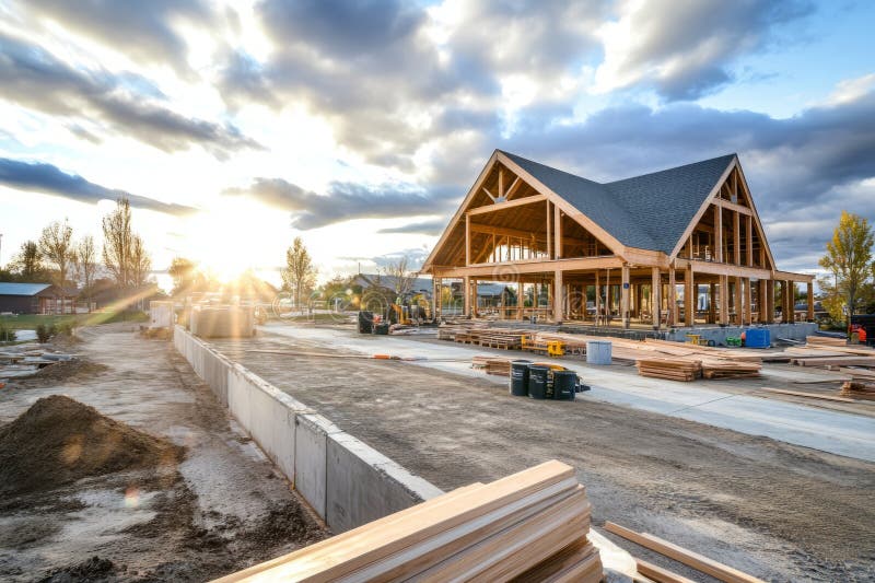 Timber Construction Projects Featuring Wooden Planks, Framework, and ...