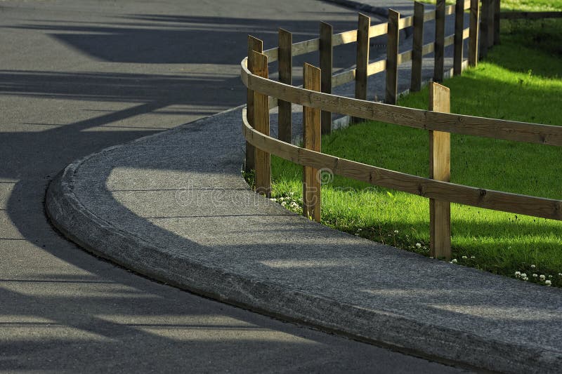 Timber fence and road stock image. Image of fence, curve - 23914643