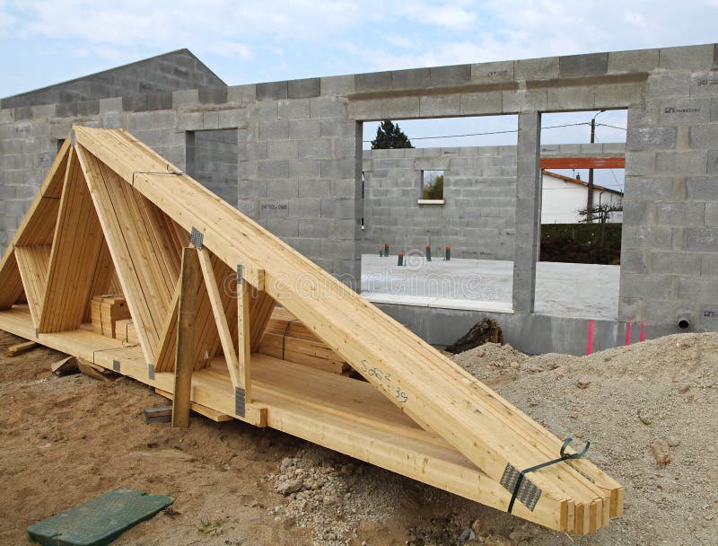 Frame Elements on a House Construction Site Stock Image - Image of ...
