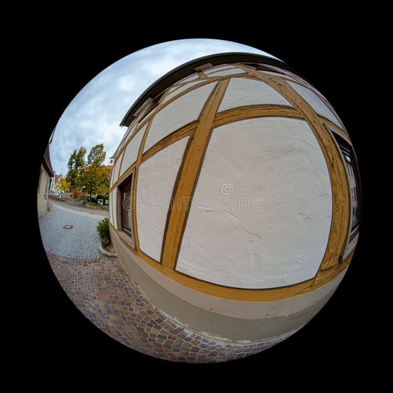 Timber Frame House Facade in Fish Eye Shot Stock Photo - Image of ...