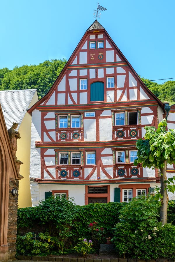 Timber Frame House in Moselle Valley, Germany Stock Image - Image of ...