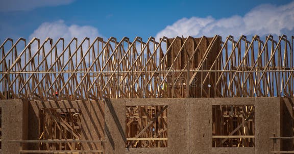 Timber Frame House with OSB Sheathing. Timber Frame House. Stock Image ...