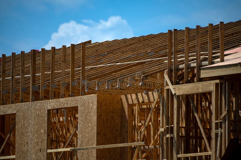 Timber Frame House with OSB Sheathing. Timber Frame House. Stock Image ...