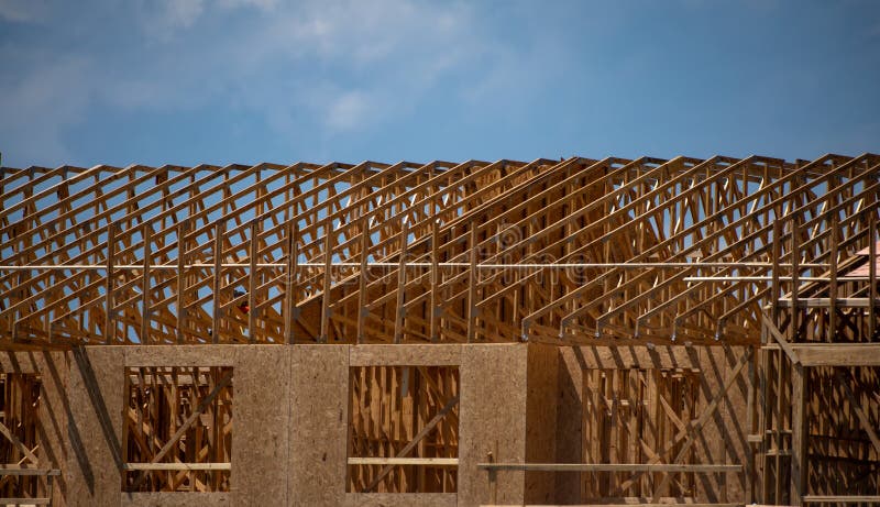 Timber Frame House with OSB Sheathing. Timber Frame House. Stock Photo ...