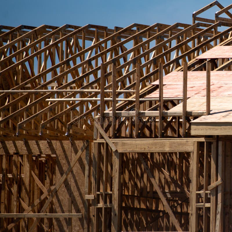 Timber Frame House with OSB Sheathing. Timber Frame House Stock Image ...