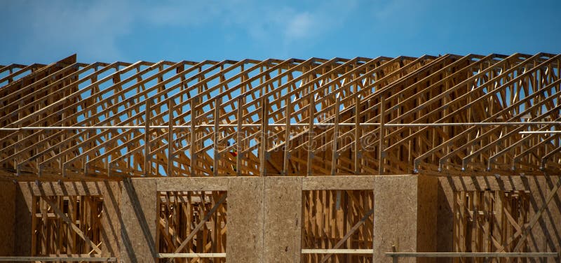 Timber Frame House with OSB Sheathing. Timber Frame House Stock Photo ...