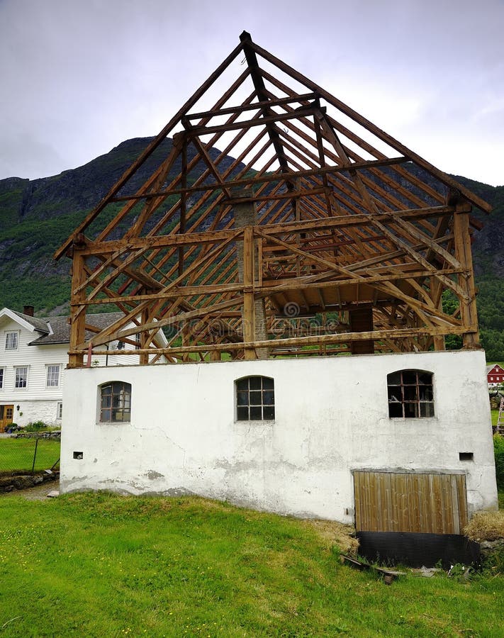 Timber Frame House Structure Stock Photo - Image of norway, diagonal ...