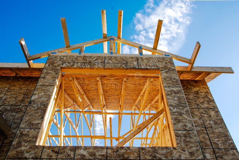 Timber Framed House with OSB Sheathing Stock Image - Image of ...