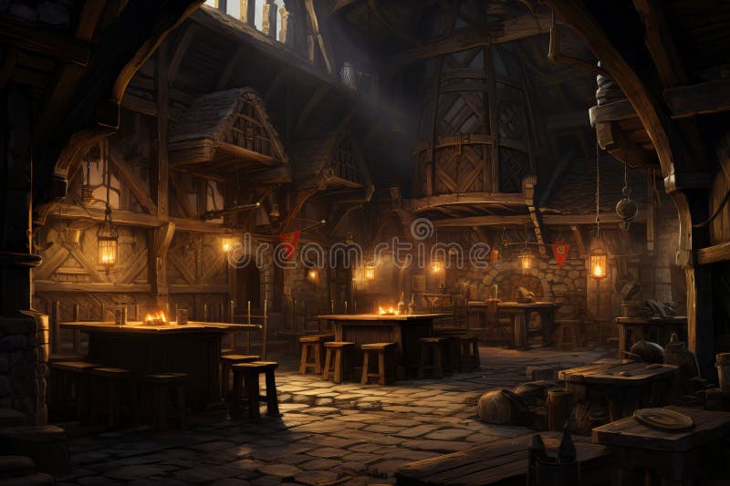 Timber-framed Medieval Tavern Exterior. Generate Ai Stock Illustration ...