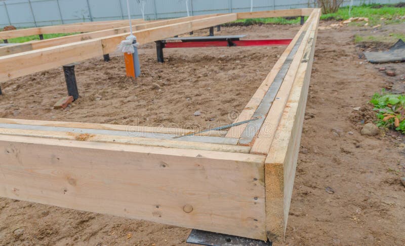 On the Basis of the Pile Foundation Timber Framing House Stock Photo ...