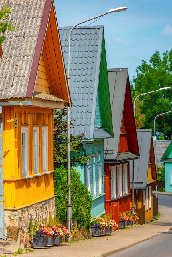 Timber Houses in Lithuanian Town Trakai Stock Photo - Image of ...