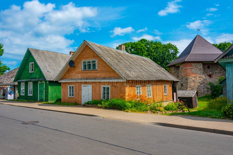 Timber Houses in Lithuanian Town Trakai Stock Photo - Image of baltic ...