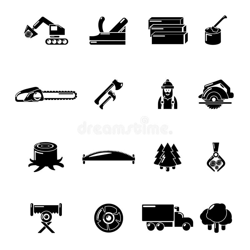 Timber Industry Icons Set, Simple Style Stock Vector - Illustration of ...