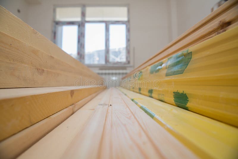 Timber Industry Objects. Finished Wood Beams or Plank at a Warehouse ...