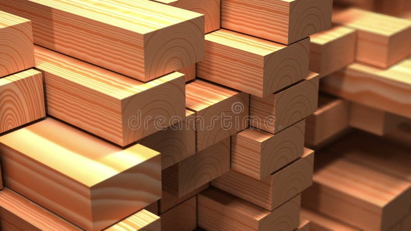 Timber Industry Objects. Finished Wood Beams or Plank at a Warehouse ...