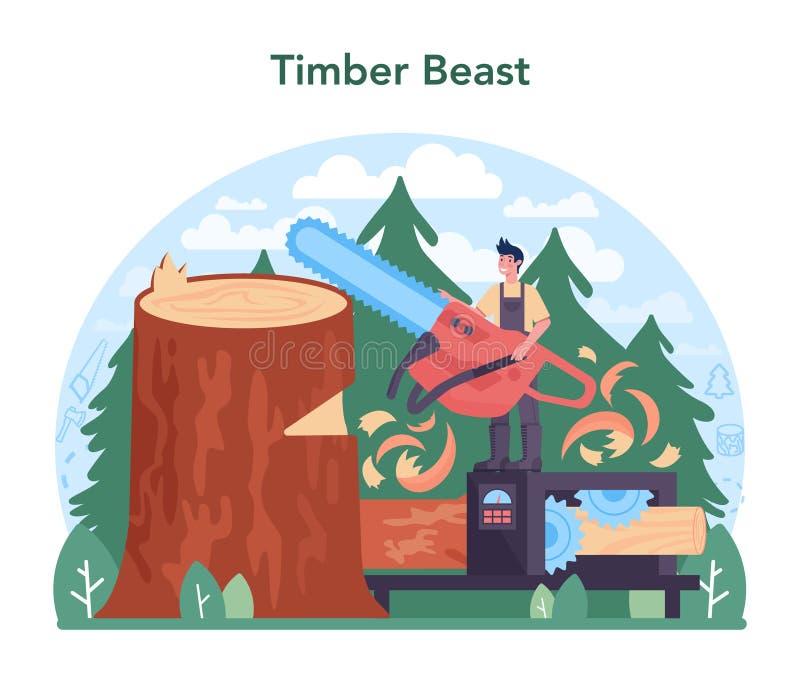 Timber Industry and Wood Production Concept. Logging Stock Vector ...