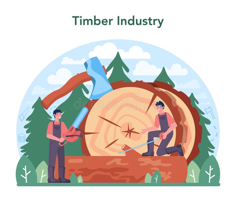 Timber Industry and Wood Production Concept. Logging Stock Vector ...
