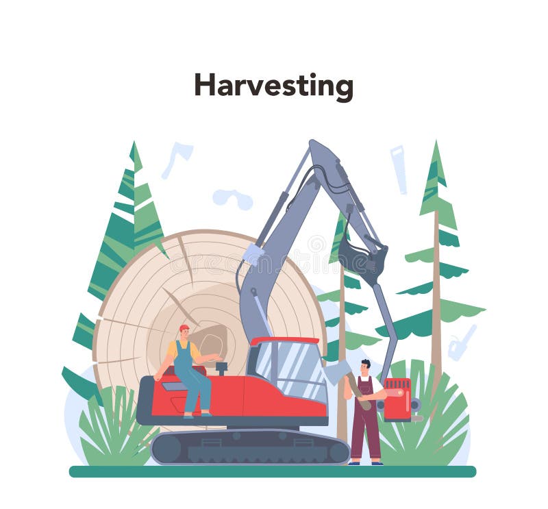 Timber Industry and Wood Production Concept. Logging Stock Vector ...