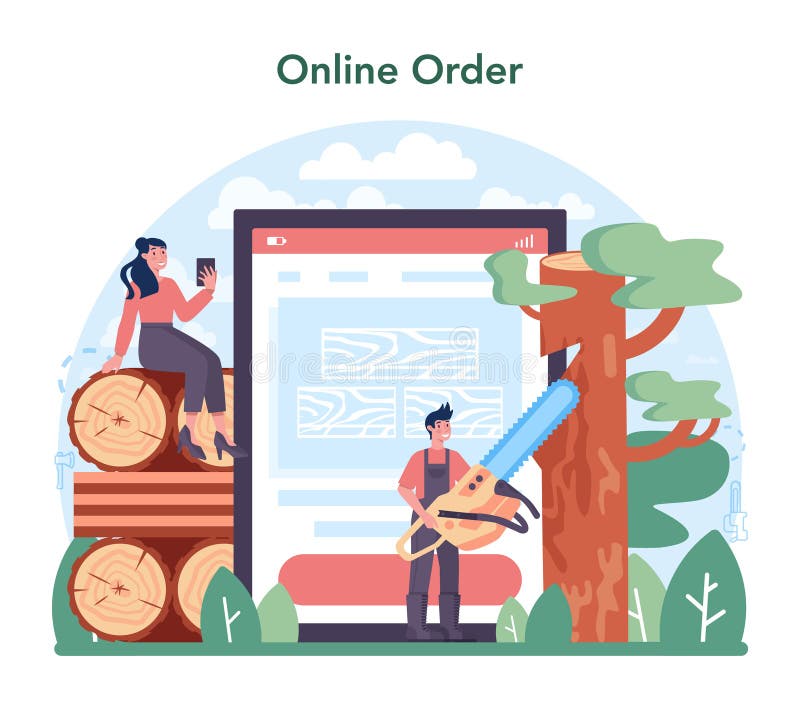 Timber Industry and Wood Production Online Service or Platform Stock ...