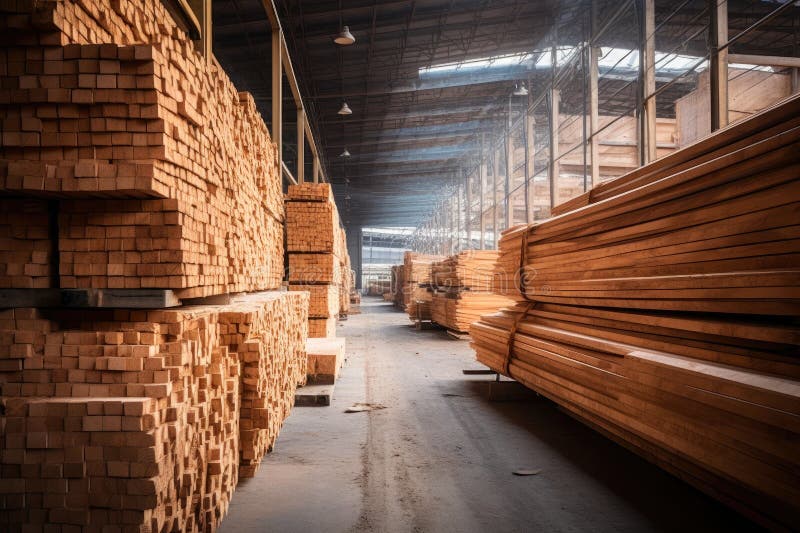 Timber Inventory in Industrial Space. Stock Image - Image of ...