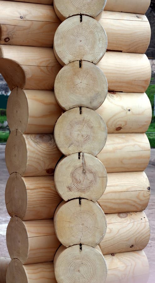 Timber logs wall closeup stock image. Image of facade - 167875401