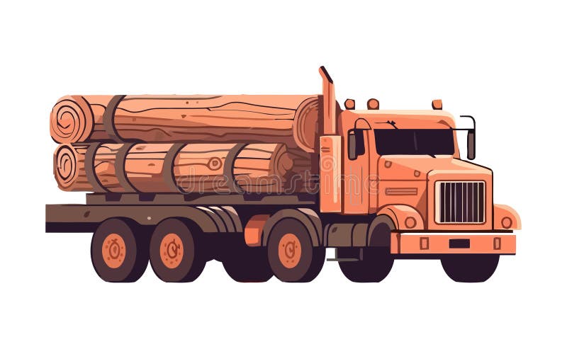 Timber Lorry Carrying Wooden Logs Stock Vector - Illustration of ...