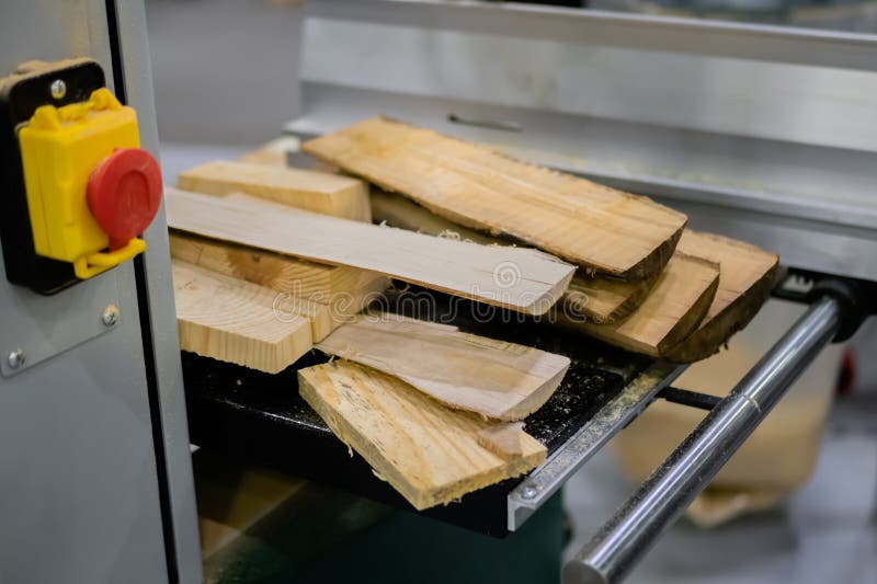 Timber, Lumbers on Carpenter Workbench - Close Up View Stock Image ...