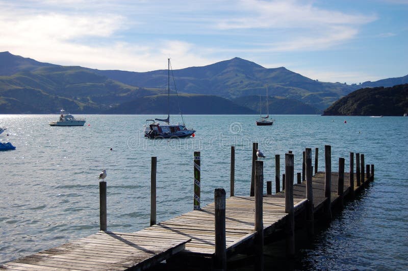 Timber pier Akaroa bay stock photo. Image of harbor, timber - 27719482
