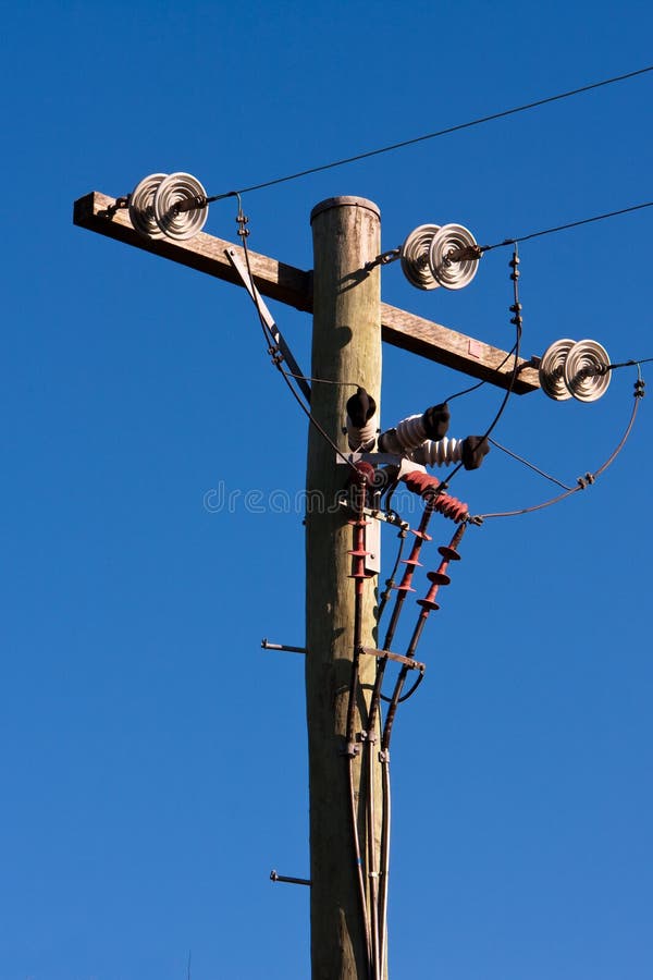 Timber Power Pole and Power Lines Stock Photo - Image of line ...