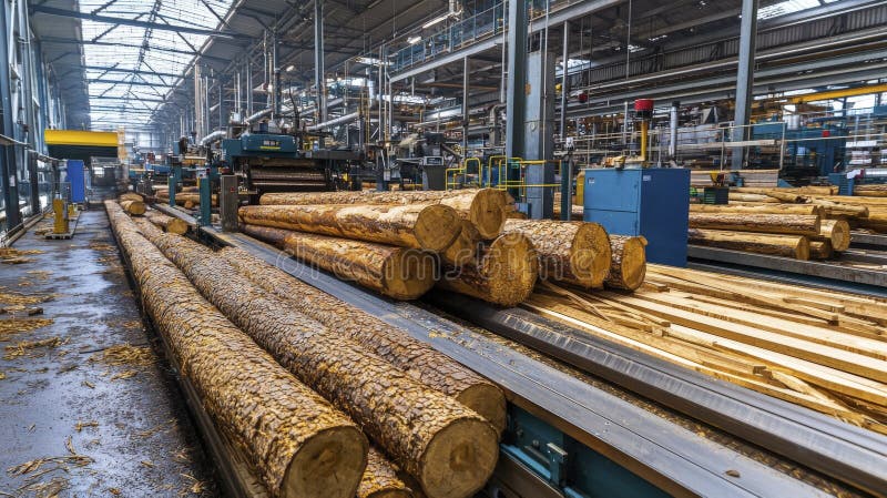 Timber Processing Operation Industrial Timber Mill Manufacturing Plant ...