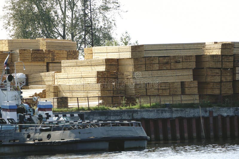 Timber is Ready for Shipping at a Dock, Island, Stock Image - Image of ...