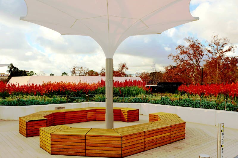 A Modern Shaded Seating Area. Stock Photo - Image of facade ...