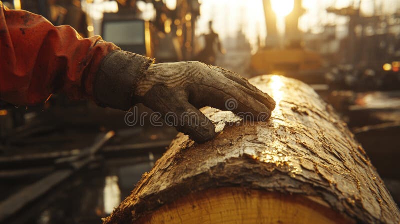 Timber Storage: Cut Trees Neatly Arranged in Sawmill, Showcasing ...