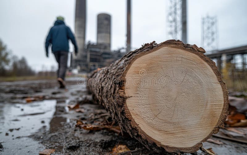 Timber Storage: Cut Trees Neatly Arranged in Sawmill, Showcasing ...