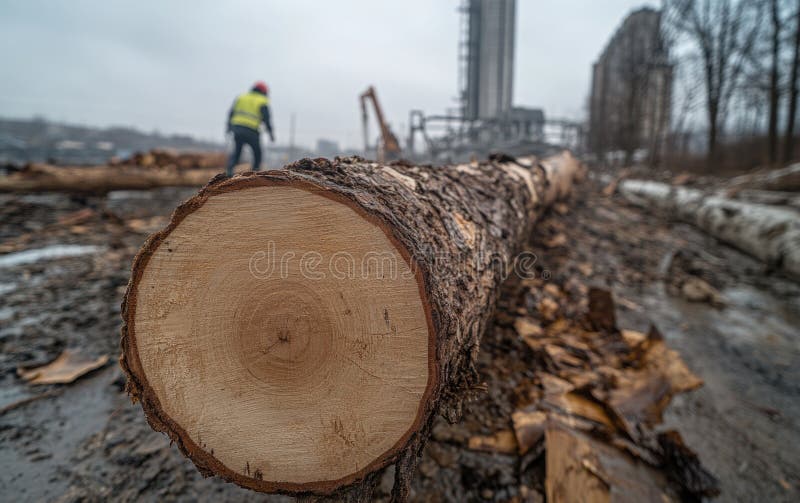 Timber Storage: Cut Trees Neatly Arranged in Sawmill, Showcasing ...