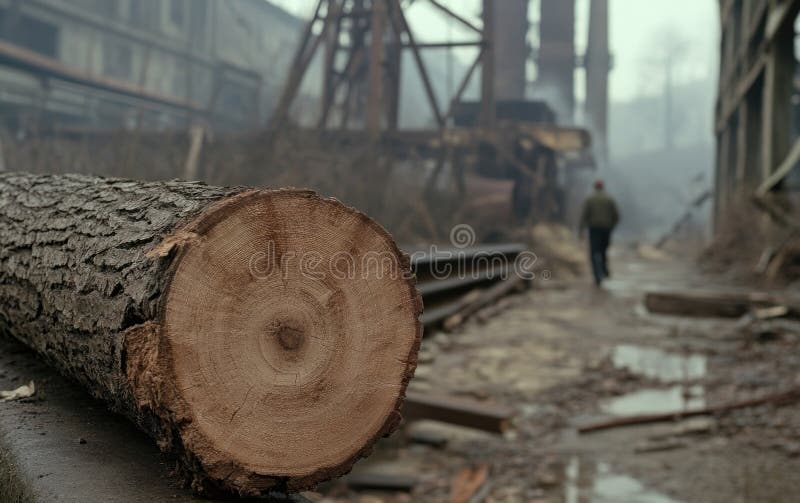 Timber Storage: Cut Trees Neatly Arranged in Sawmill, Showcasing ...