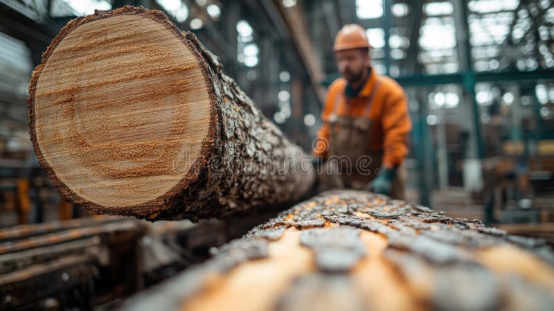 Timber Storage: Cut Trees Neatly Arranged in Sawmill, Showcasing ...
