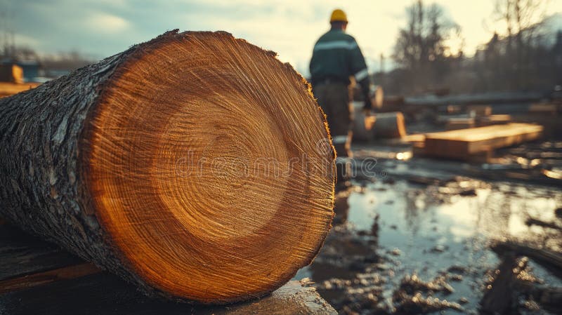 Timber Storage: Cut Trees Neatly Arranged in Sawmill, Showcasing ...