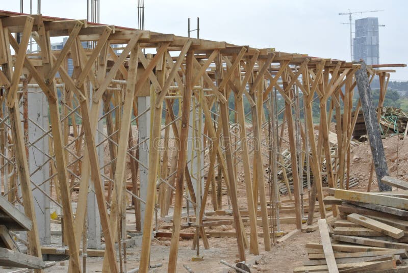 Timber Support for Timber Beam Formwork Stock Image - Image of frame ...
