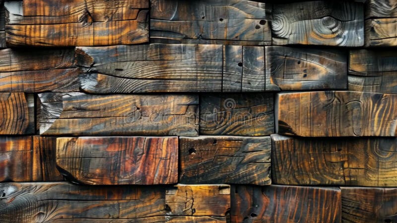 Timber Surface Art Installation Featuring Rustic Wood Pieces Arranged ...