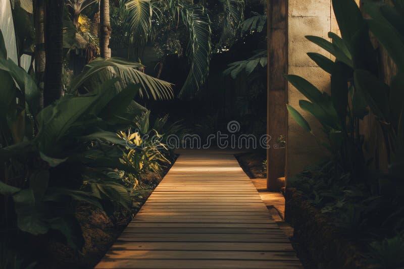 A Timber Trail Set Against a Backdrop of a Tropical Rainforest Stock ...