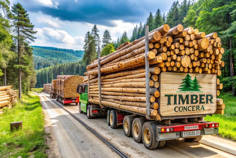 Timber Transport in South Bohemia Stock Illustration - Illustration of ...