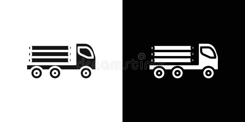 Timber Truck Icon Flat Vector Set Outline Stock Vector - Illustration ...
