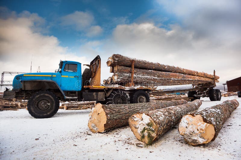 Timber Truck Just Finished Loading Stock Image - Image of chrome ...