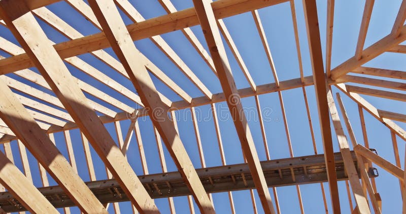 Timber Wood Stick Frames Framing Beams during Construction of a New ...