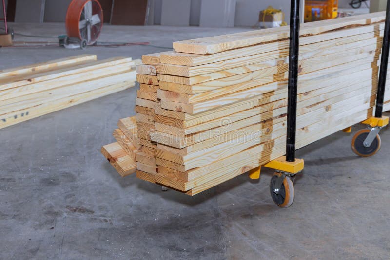 Timber Wooden Boards are Stacked on Construction Site a are Ready for ...