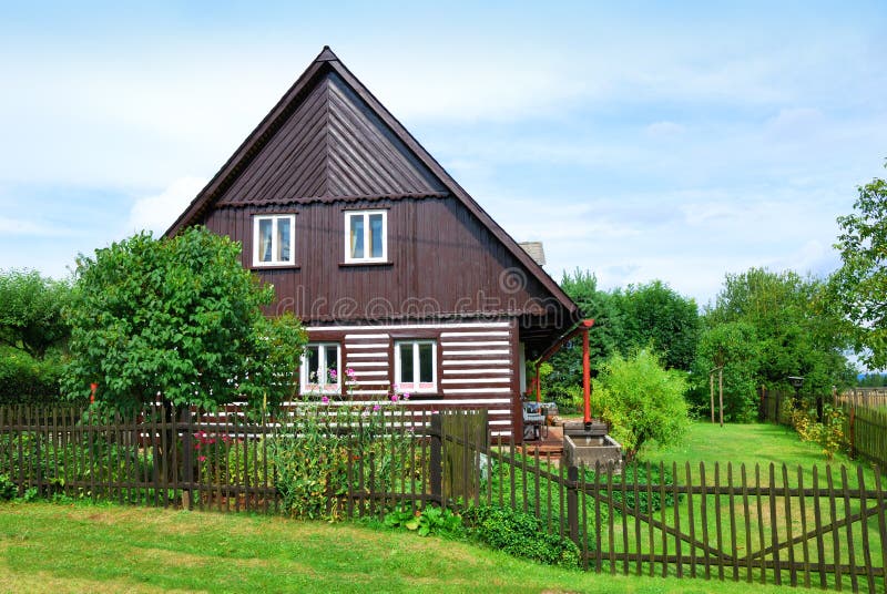 Timbered Countryside House with Garden Stock Image - Image of grass ...